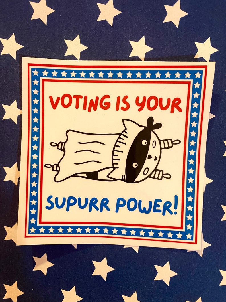 Voting is Your Supurr Power Cat Sticker - Funny Political Sticker ...