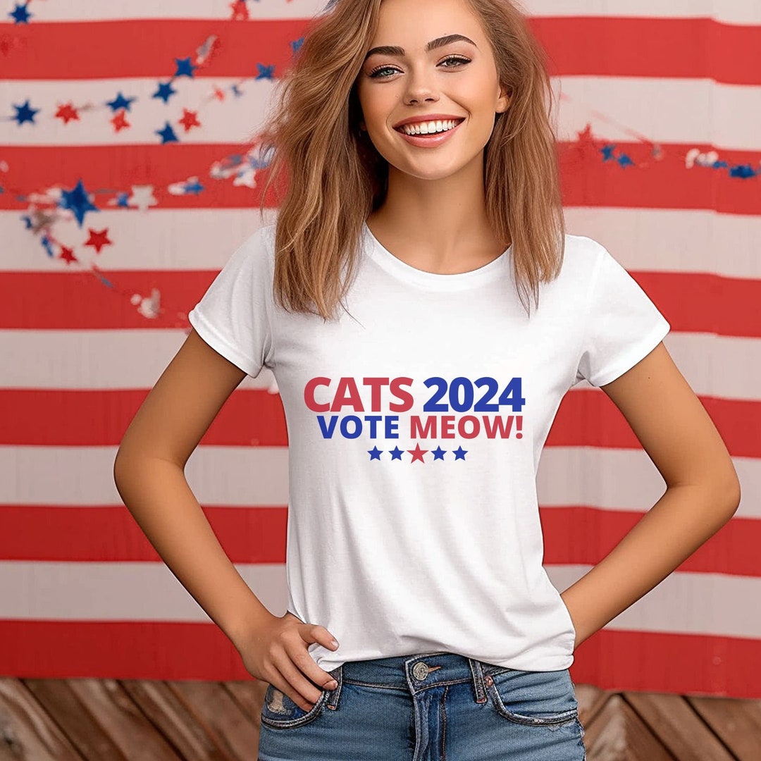 Funny Political Shirt Cats 2024 Vote Meow T-shirt - Etsy