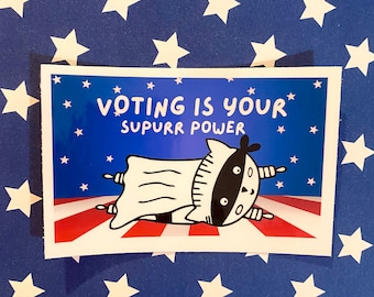 I Want Mew to Vote Meow Cat Sticker - Funny Political Sticker ...