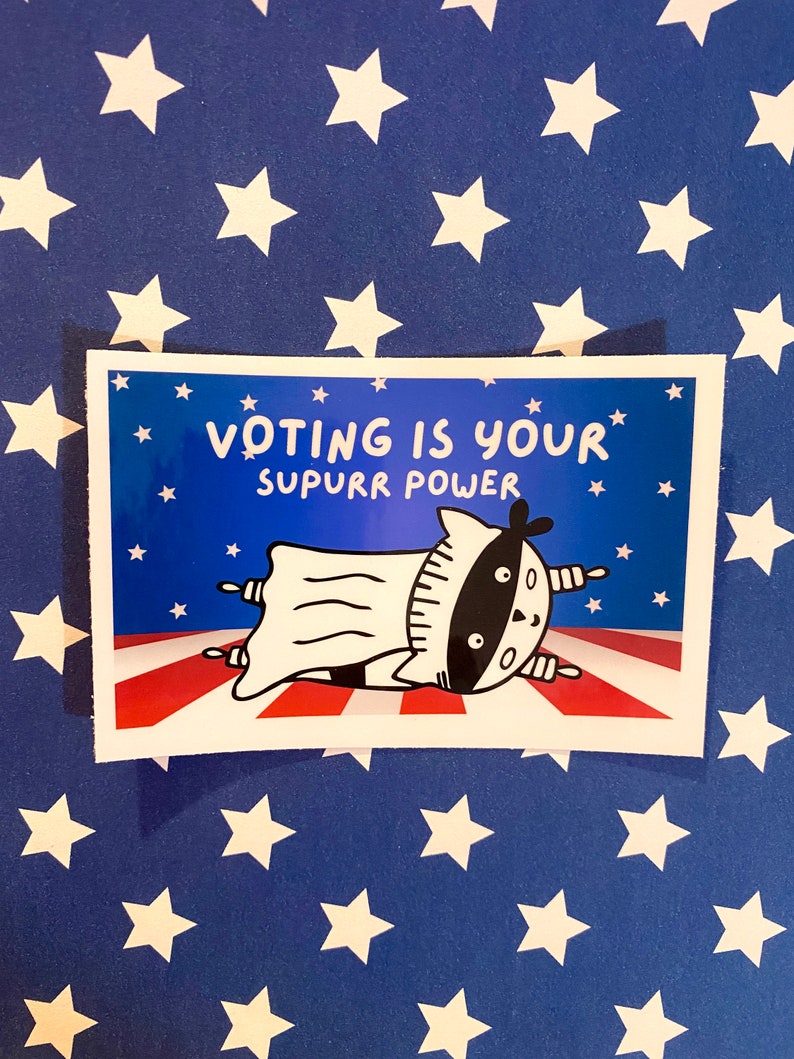 Voting is Your Supurr Power Cat Sticker - Funny Political Sticker ...
