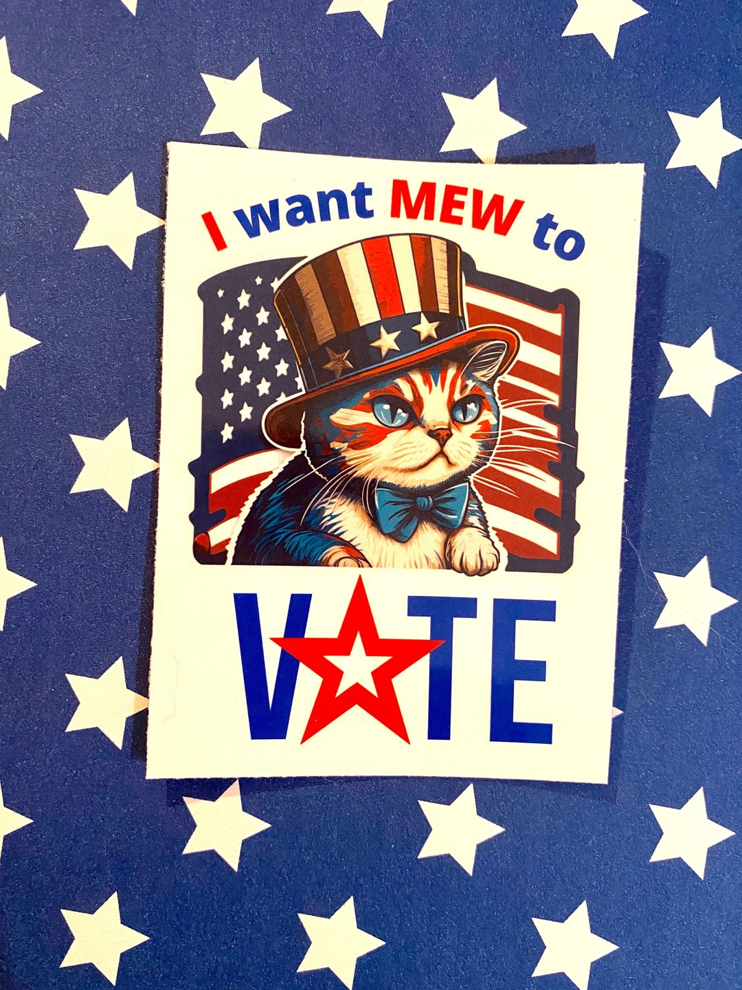I Want Mew to Vote Meow Cat Sticker - Funny Political Sticker ...