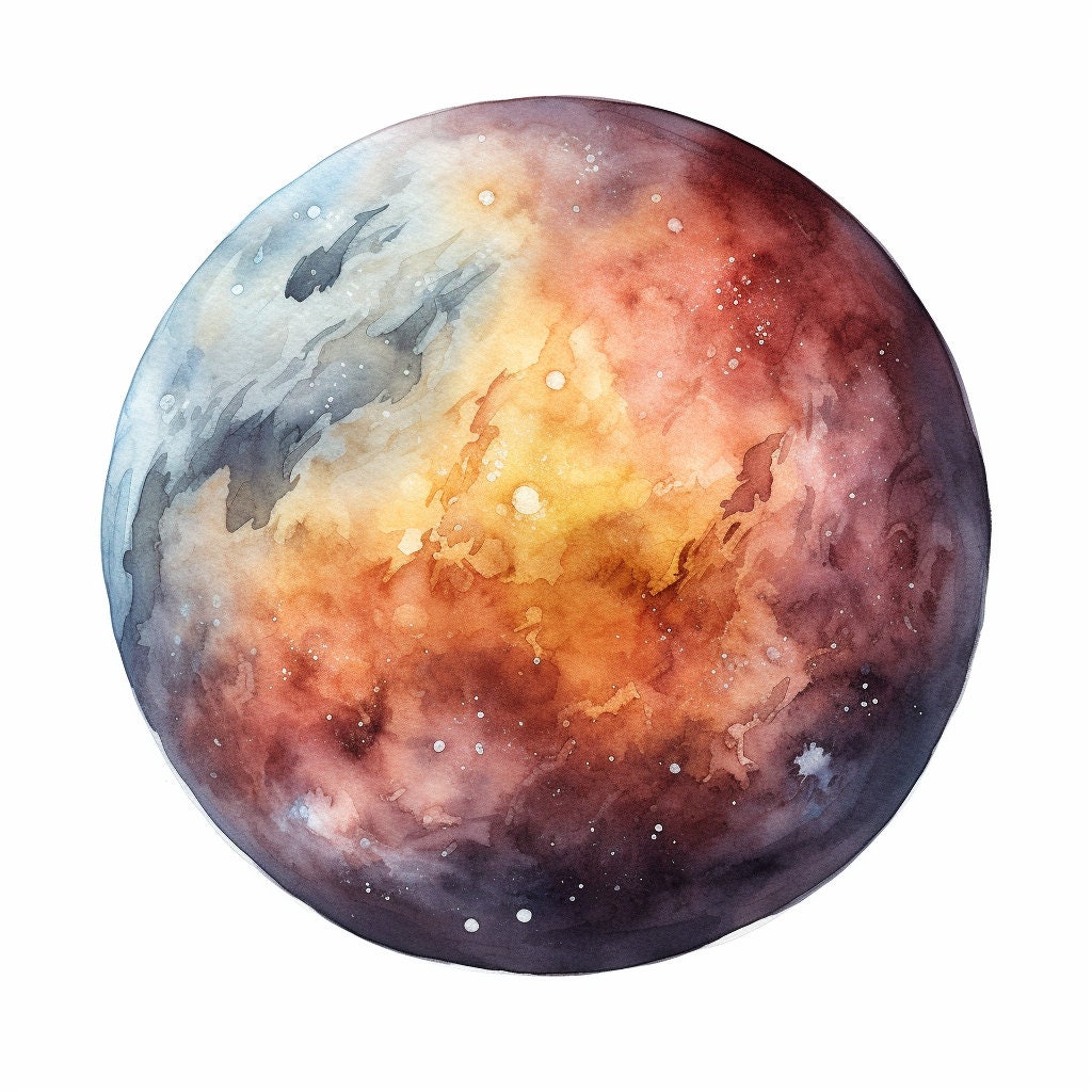Pinturas de acuarela de planetas de la Vía Láctea, Descarga digital PNG ...