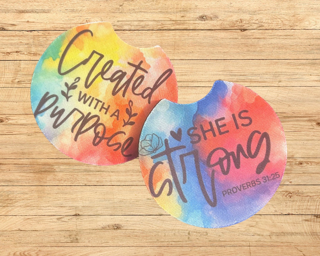 Christian Coasters, Created With Purpose, Proverbs 31:25, Rainbow ...