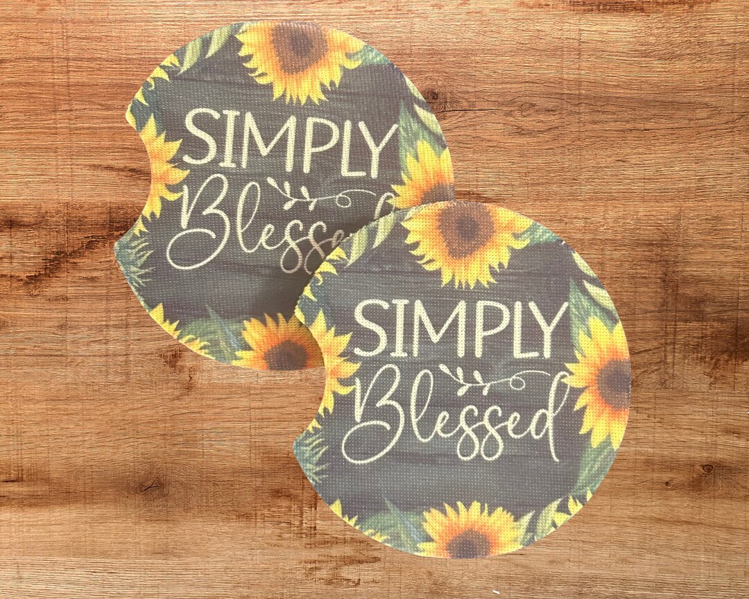 Simply Blessed, Religious Car Coasters, Sunflower Lover, Christian Coasters - Etsy