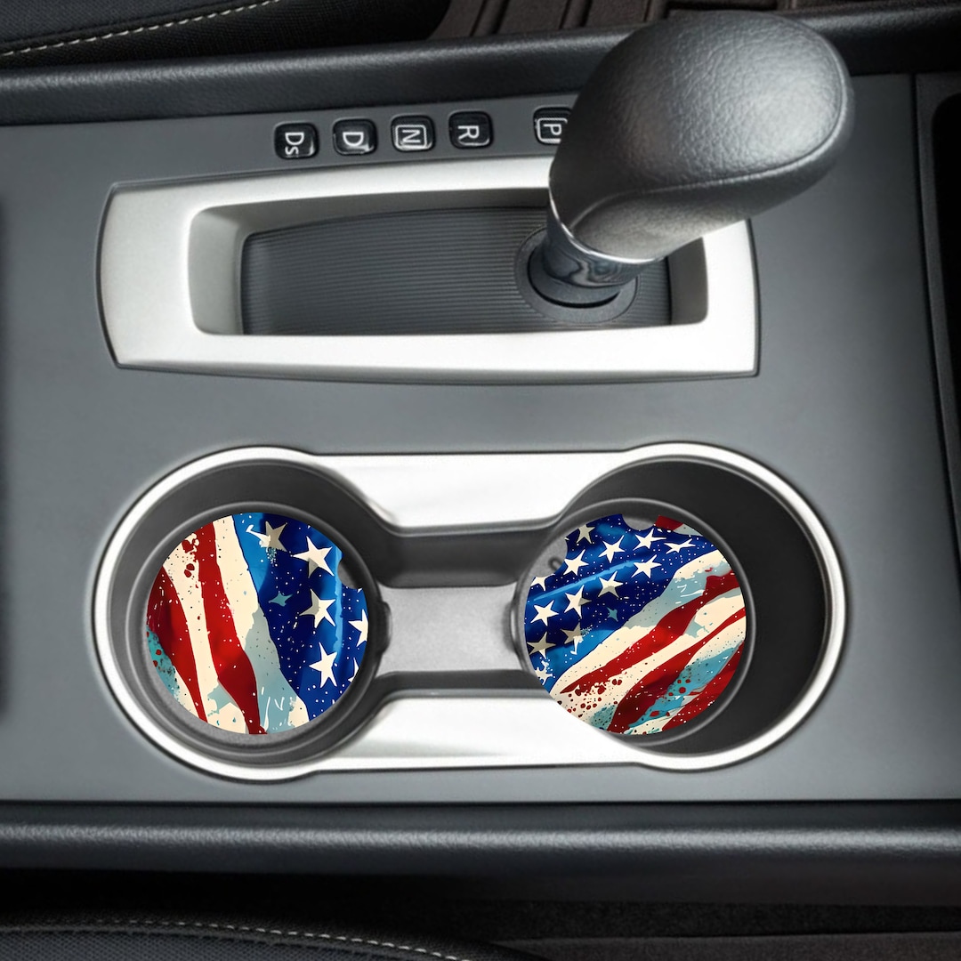 Patriotic Car Accessories for Men, USA Flag Car Coaster Set for ...