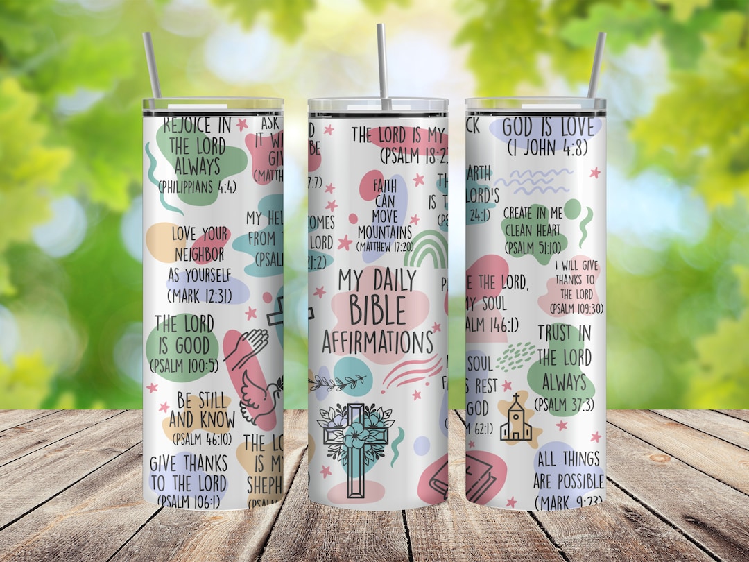 Christian Tumbler, Bible Affirmation Tumbler, 20 Oz Tumbler, Religious ...