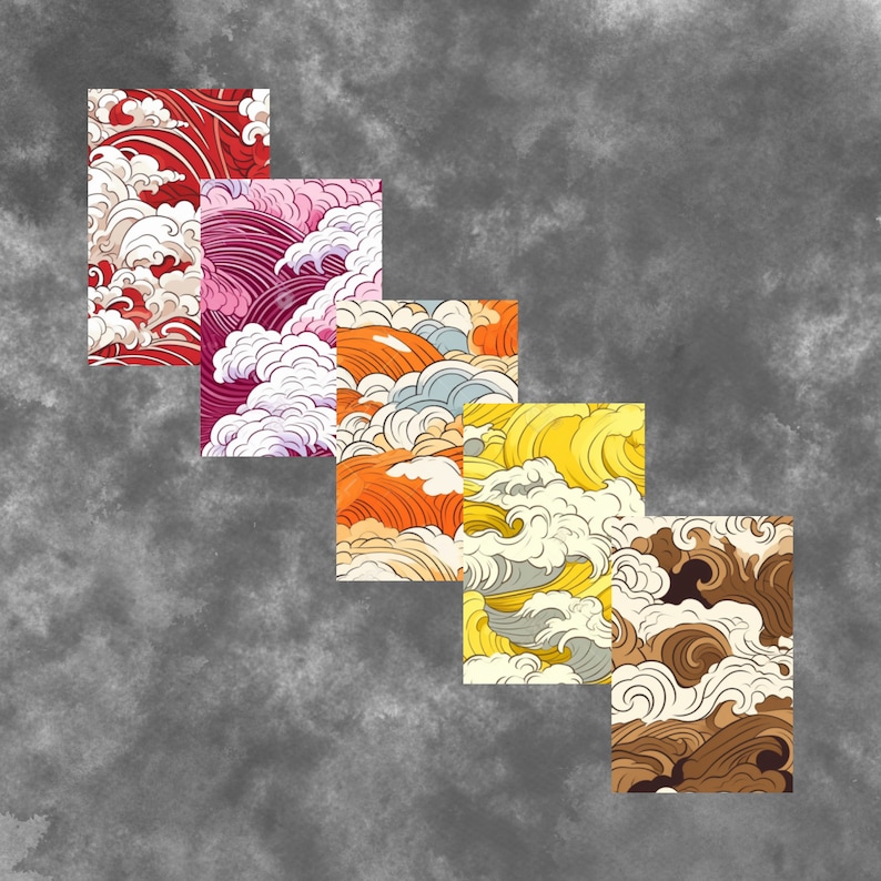 Japanese-style Waves Digital Paper - Seamless Japanese Style Waves ...