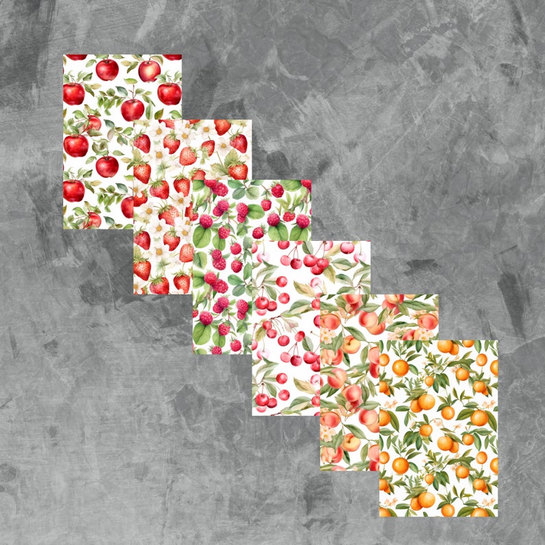 Fruit Orchard Watercolor Digital Paper - Seamless Watercolor Summer ...