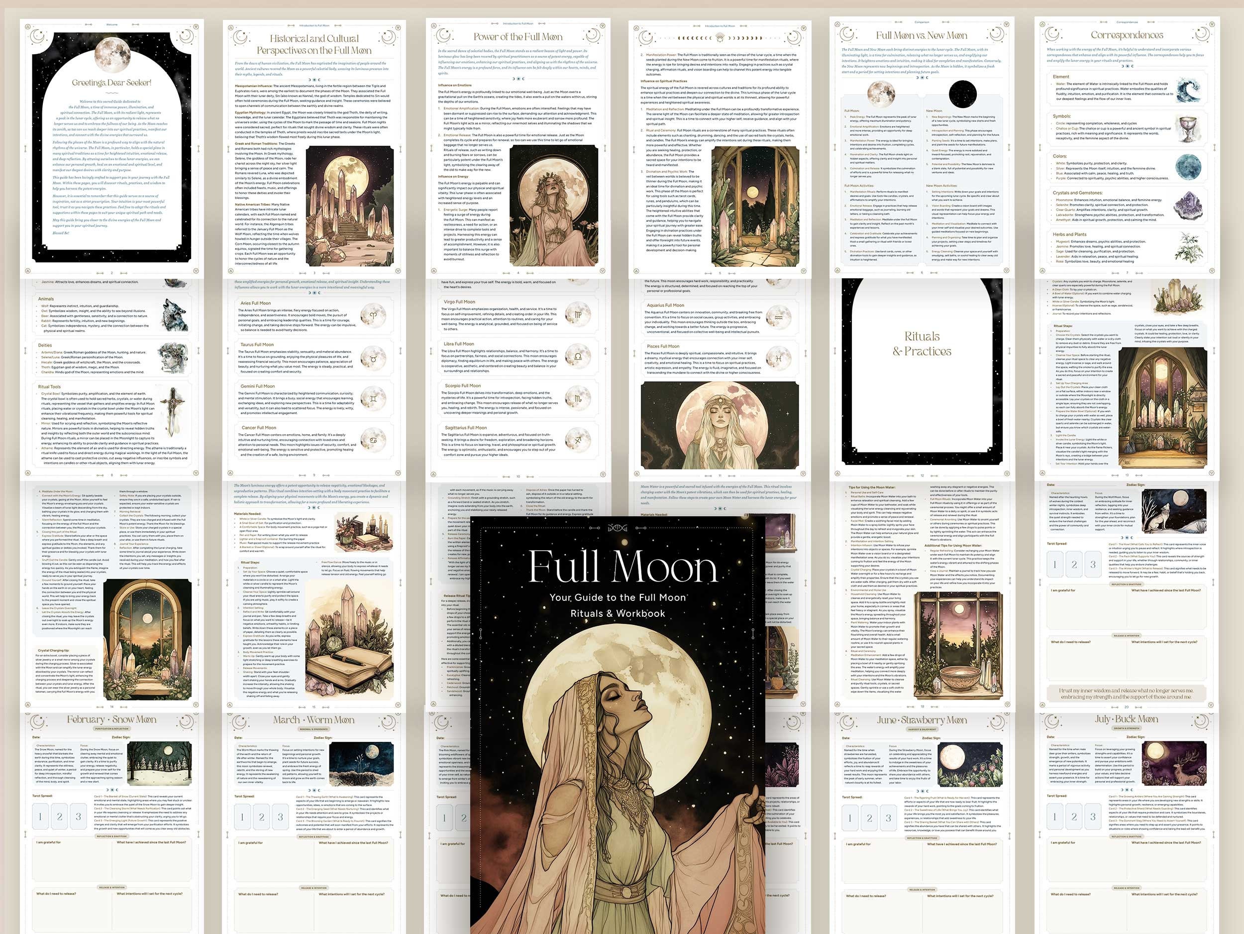 Full Moon Guide | Printable Guide PDF 34 Pages | Full Moon Workbook ...
