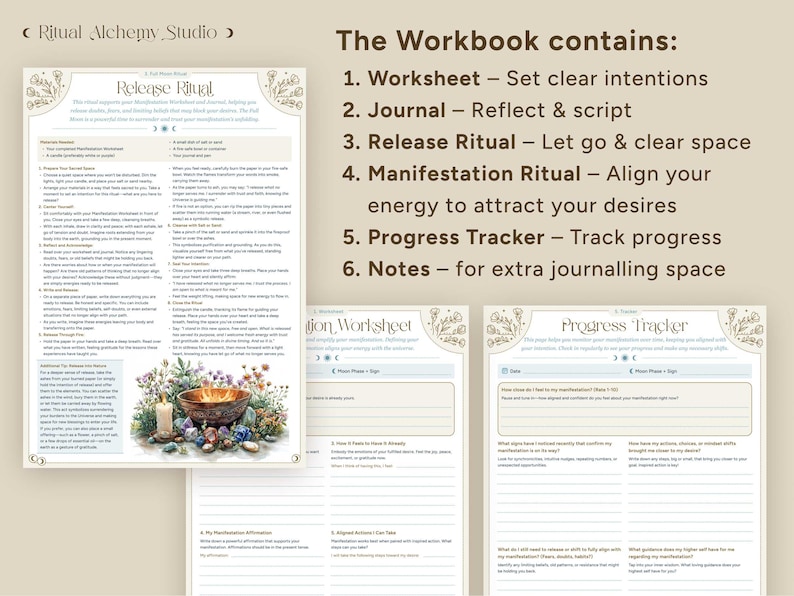 Printable Manifestation Workbook: Rituals & Affirmation Cards (PDF ...