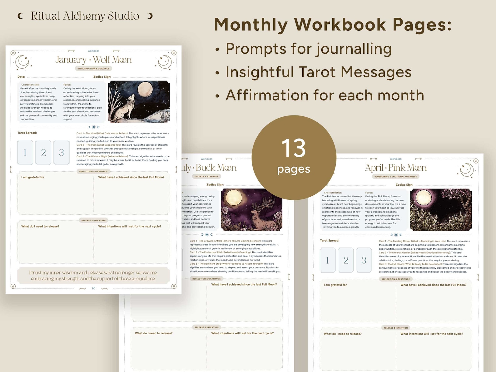 Full Moon Guide | Printable Guide PDF 34 Pages | Full Moon Workbook ...