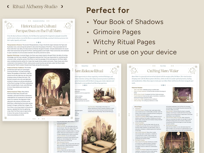 Full Moon Guide | Printable Guide PDF 34 Pages | Full Moon Workbook ...