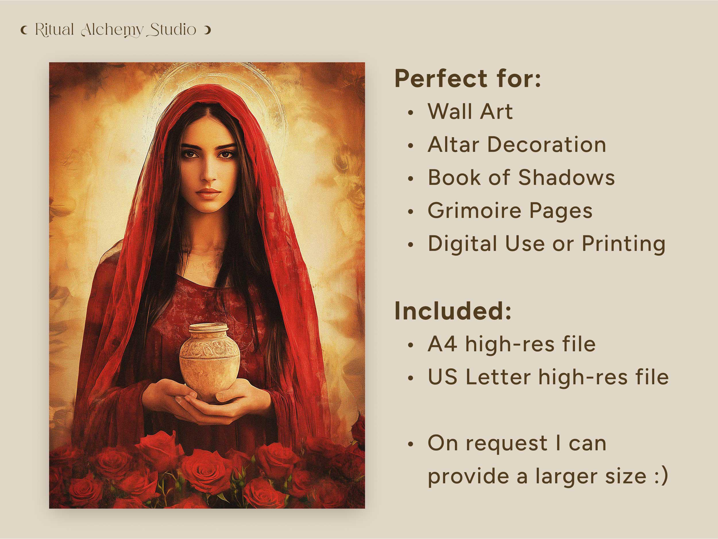 Sacred Art of Mary Magdalene – Divine Feminine Digital Artwork | Divine ...