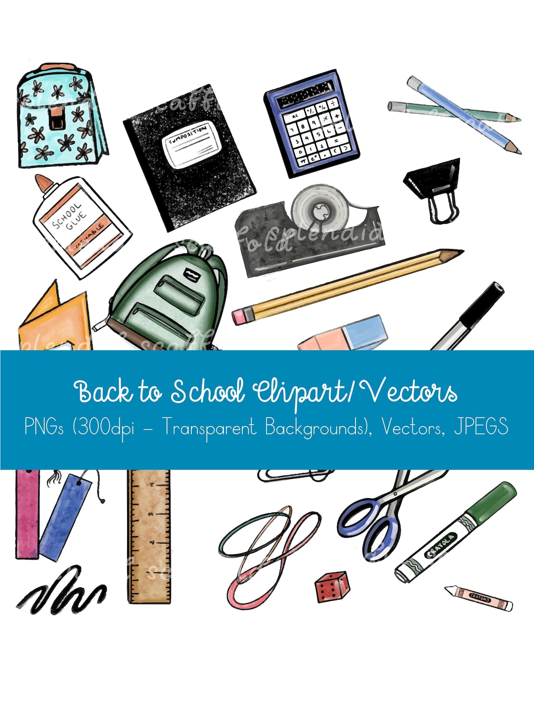 Back to School Clipart, School PNG Bundle, School Clipart Bundle ...