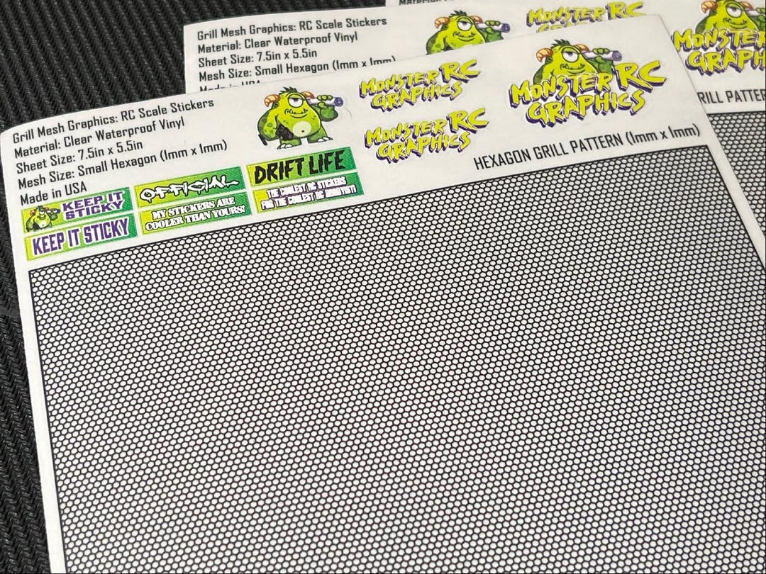 RC Grill Mesh Sticker Sheets 3 Options RC Drift Scaled RC Mesh Stickers ...