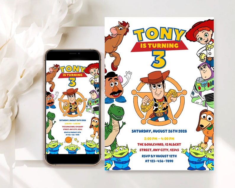 Editable Toy Story Birthday Invitation Template Printable - Etsy México