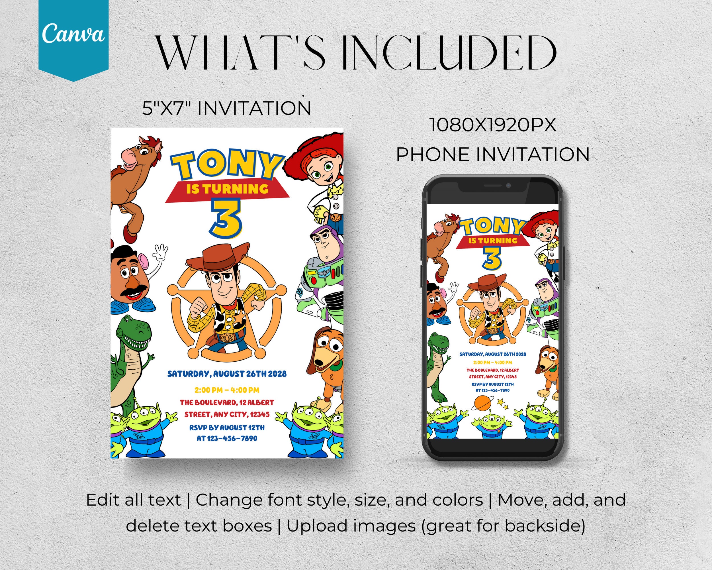 Editable Toy Story Birthday Invitation Template Printable - Etsy México