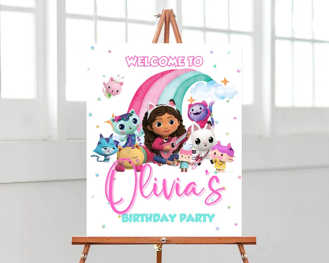 Editable Gabby's Dollhouse Birthday Welcome Sign Template - Etsy Singapore
