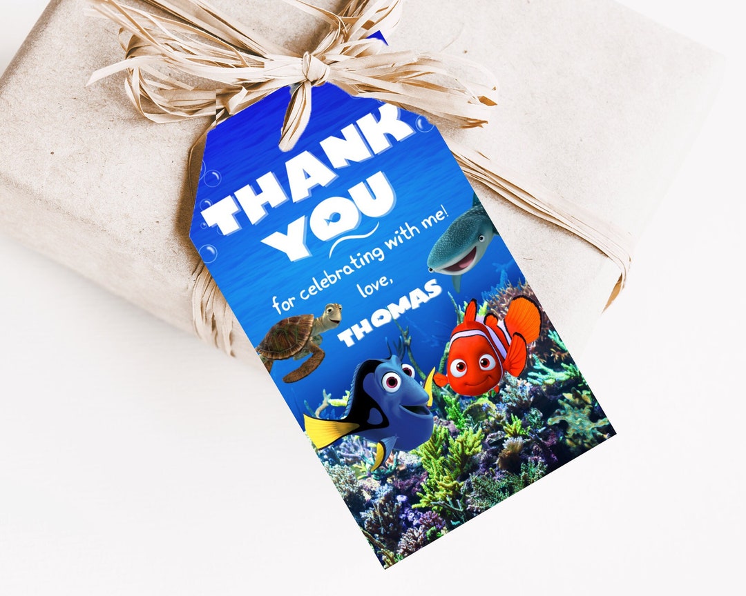 Editable Finding Nemo Thank You Tag Template Boy Birthday - Etsy Australia