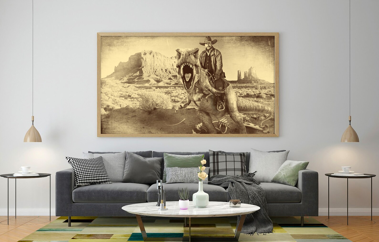 Dinosaur Cowboy, Vintage Photography, Art Poster Print, Dark Academia ...