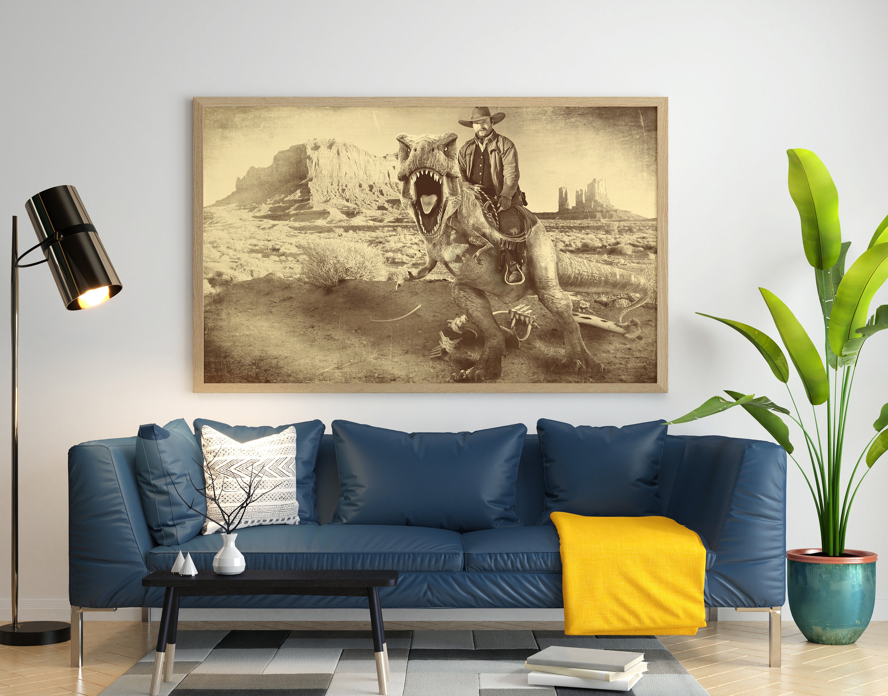 Dinosaur Cowboy, Vintage Photography, Art Poster Print, Dark Academia ...