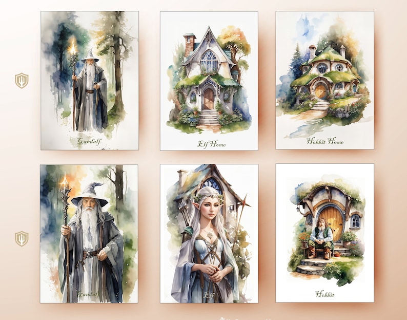 LOTR Characters Set, Lord of the Rings Poster Set Minimalist Hobbiton ...
