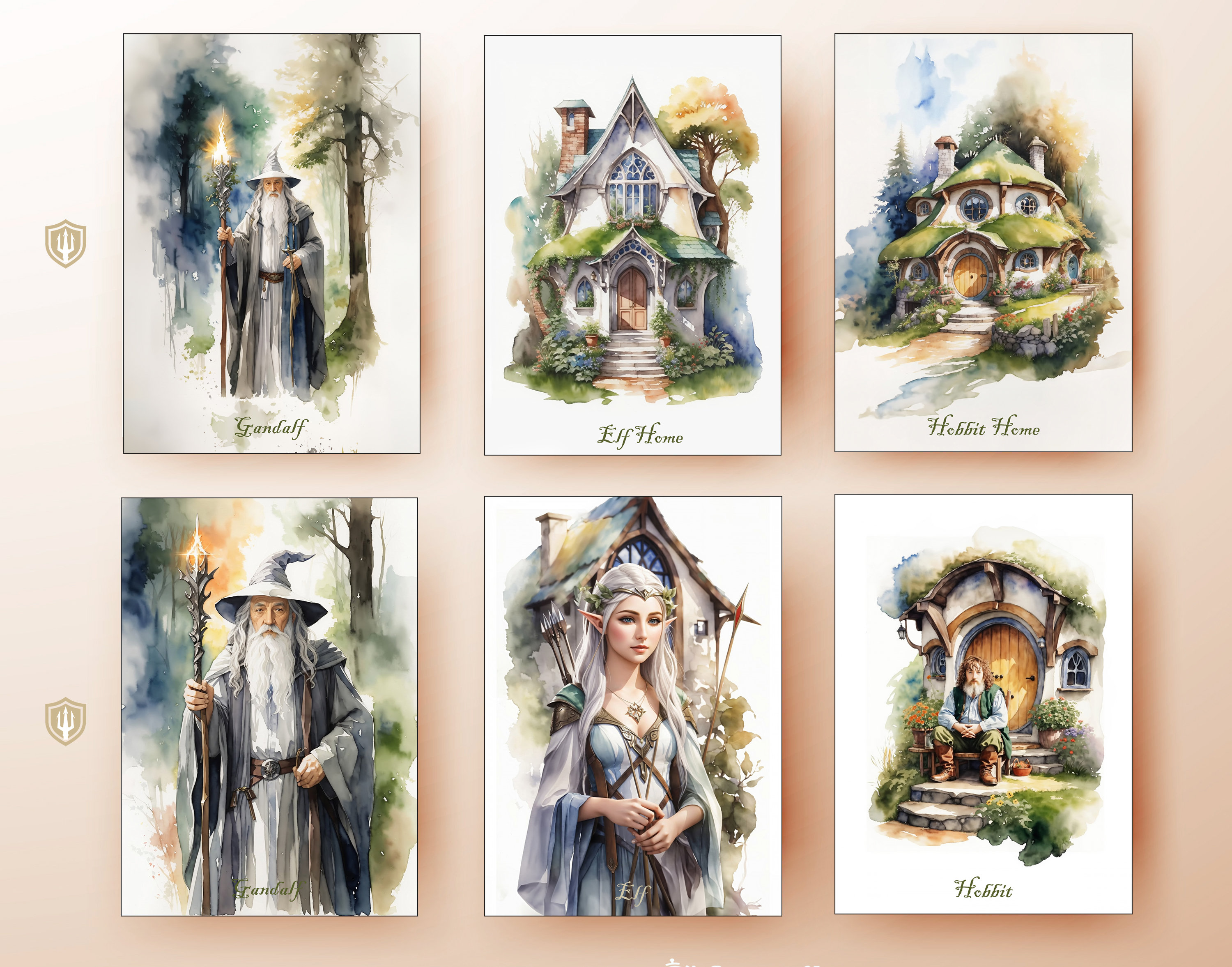 LOTR Characters Set, Lord of the Rings Poster Set Minimalist Hobbiton ...