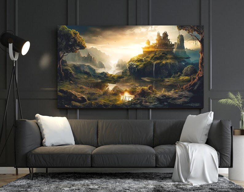 Fantasy World Poster, Fantasy Landscape, Fantasy Forest, River Canvas ...