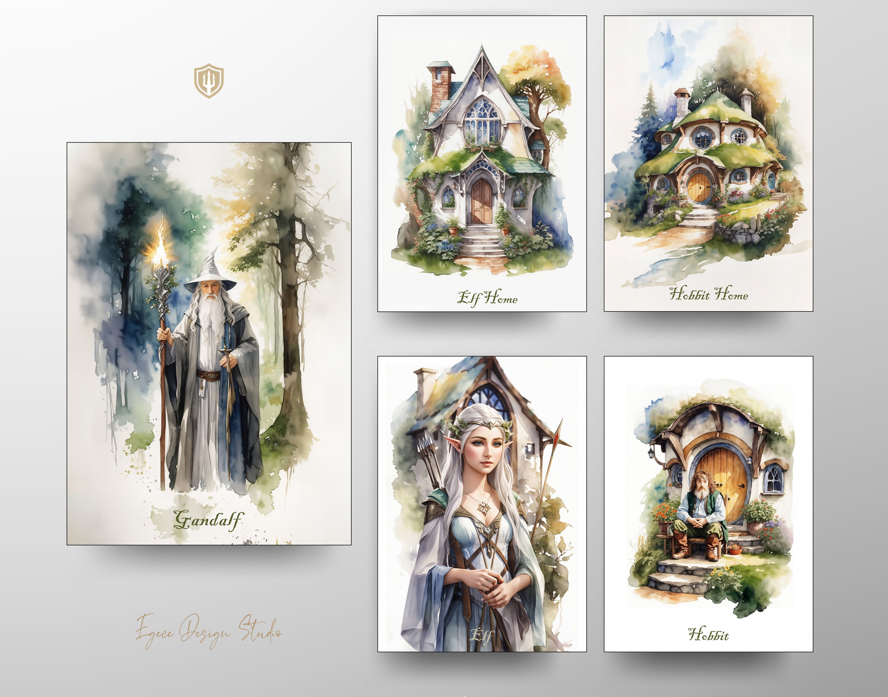 LOTR Characters Set, Lord of the Rings Poster Set Minimalist Hobbiton ...