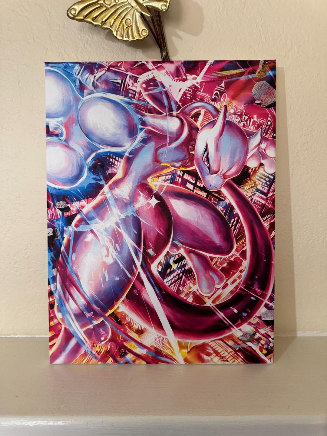 Mewtwo V-union Pokemon Canvas Wall Art, Mewtube Pokemon Poster/artwork ...
