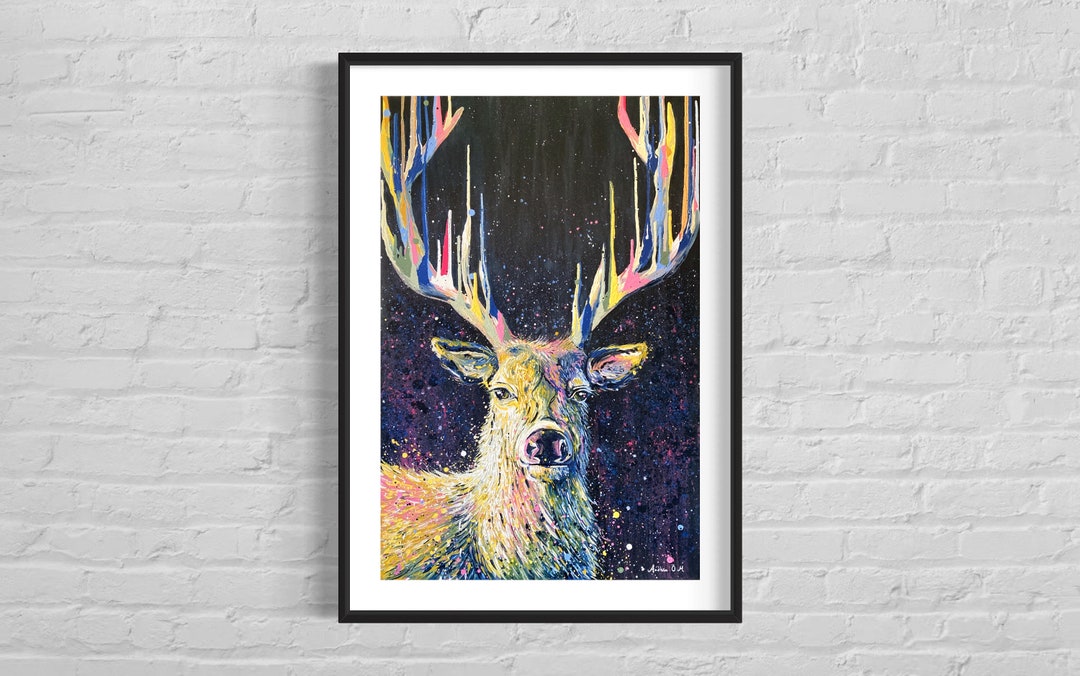 Irish Stag Art Print | Colourful Irish Mythology Stag Poster ...