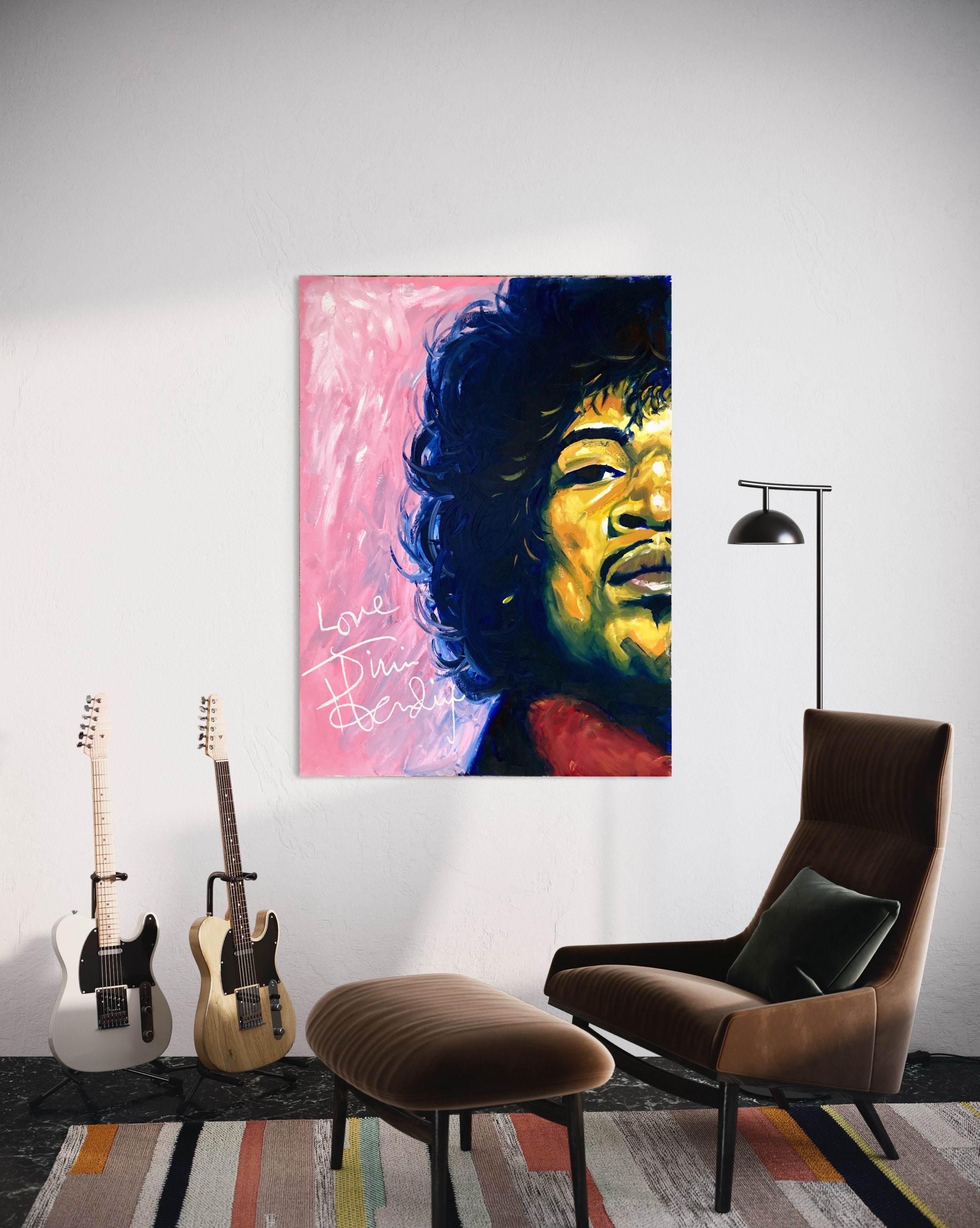 Jimi Hendrix Portrait Painting Art Print Poster Electric Guitar Wall ...