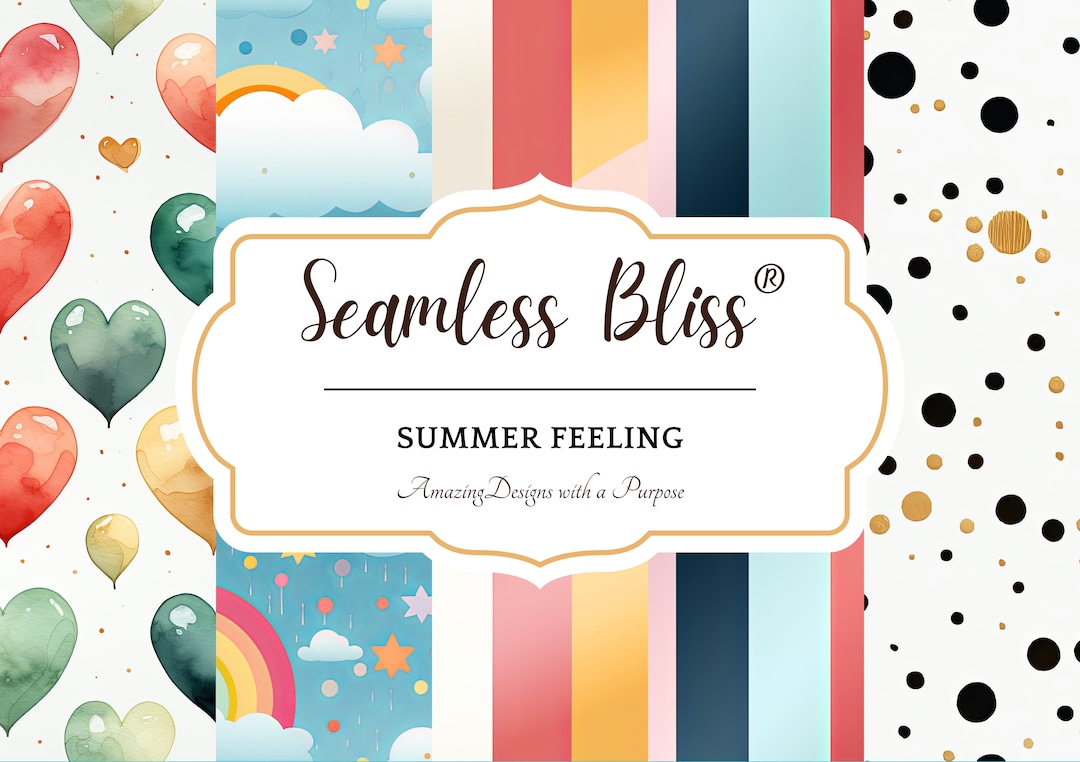 Summer Feeling Pack - 10 Digital Papers Hearts and Stripes - Instant ...