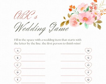 Bridal Shower Game Abc's Bridal Shower Game, Printable Template, Free ...