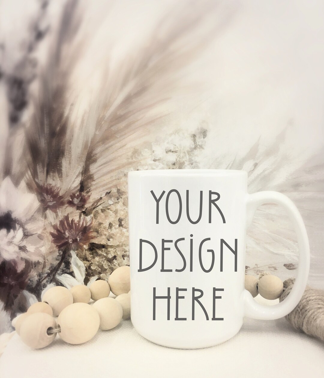 Boho Coffee Mug Mockup, 15 Oz Mug Mockup, Coffee Mug Mockup, White ...