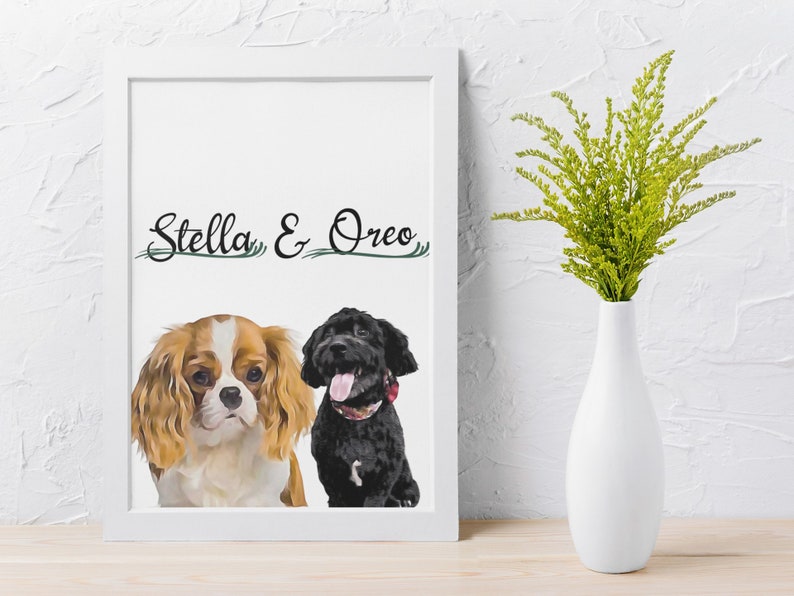 Custom Pet Portraits Using Pet Photo Personalized Digital Dog - Etsy