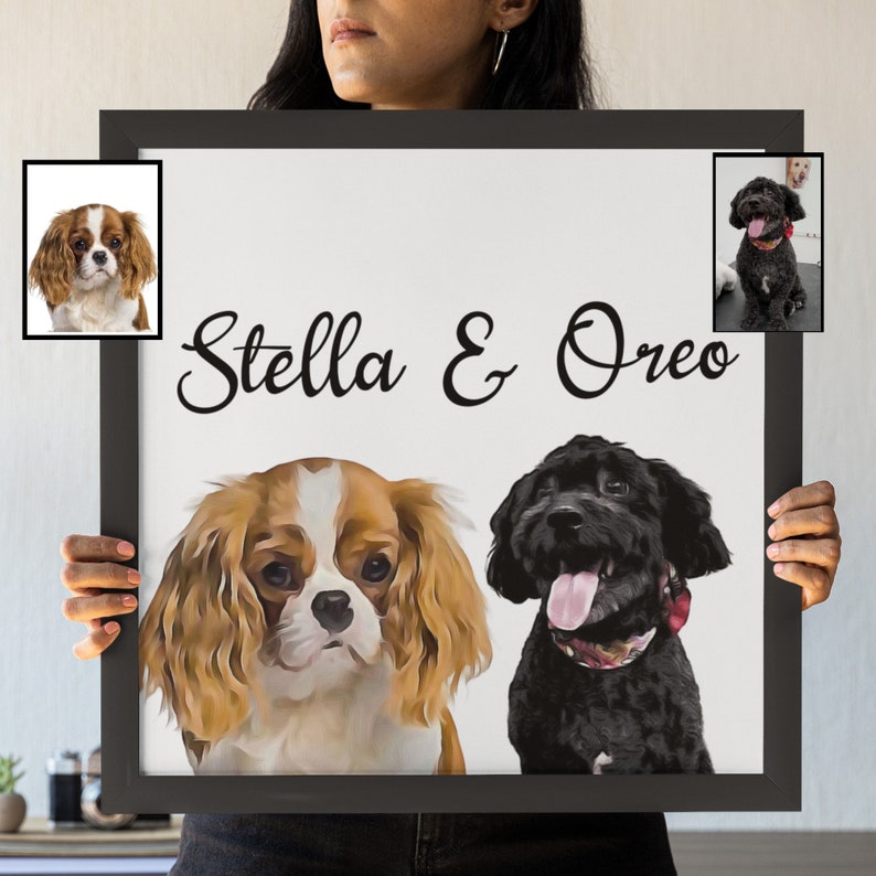 Custom Pet Portraits Using Pet Photo Personalized Digital Dog - Etsy