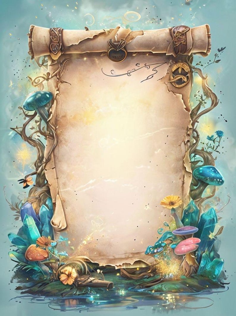 Scroll Image PNG Set | 60 Fantasy Parchment Frames for Digital Art & Scrapbooking | Printable ...