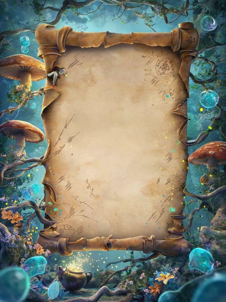 Scroll Image PNG Set | 60 Fantasy Parchment Frames for Digital Art & Scrapbooking | Printable ...