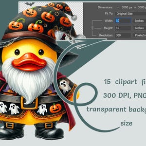 Halloween Rubber Duck Clipart Set, 15 PNG Watercolor Yellow Duckies ...