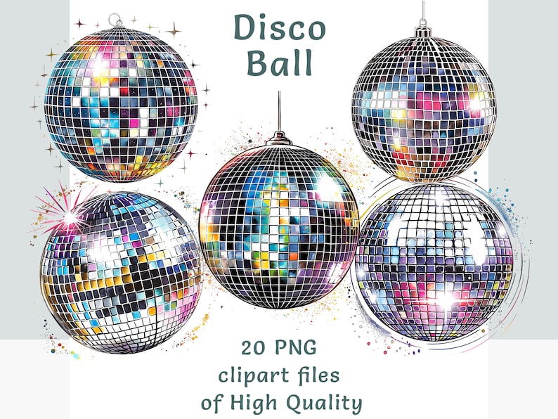 Disco Ball Clipart | 20 Sparkling PNG | Retro Party & Dance Floor Decor ...