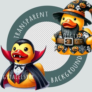 Halloween Rubber Duck Clipart Set, 15 PNG Watercolor Yellow Duckies ...