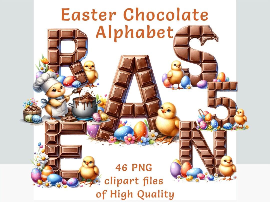 Chocolate Easter Clipart | 46 PNG Files | Easter Egg Clipart | Easter ...