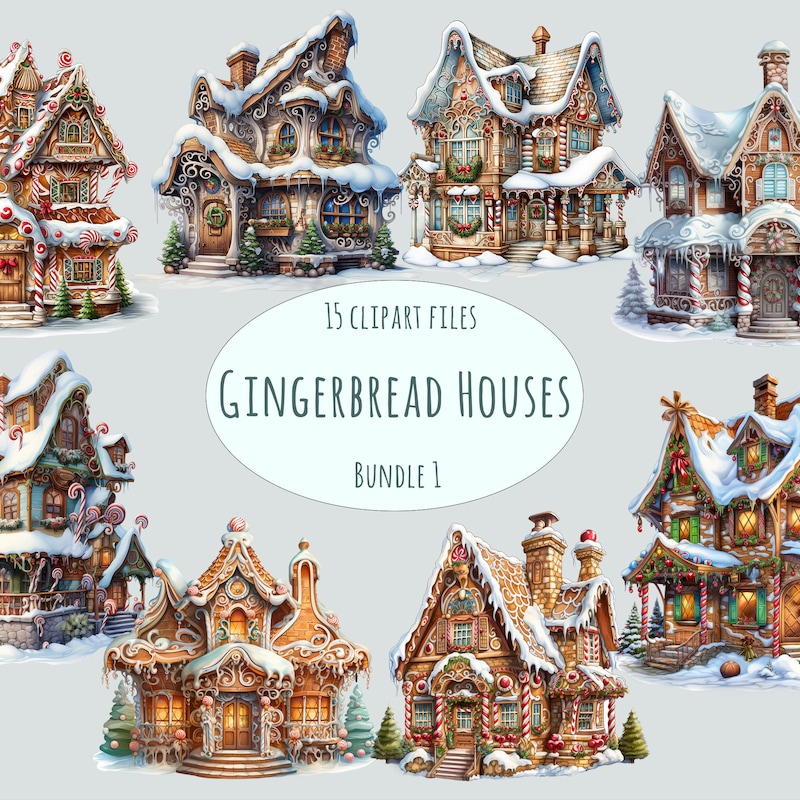 Gingerbread Village Clipart - Etsy