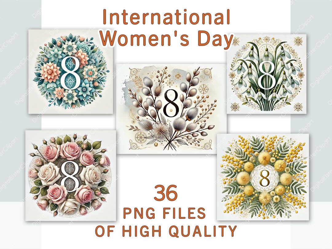 International Women's Day Clipart Bundle, Watercolor Floral Clipart ...