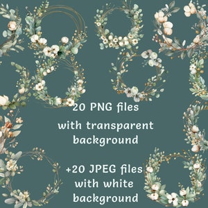 Watercolor Eucalyptus Wreath Clipart 20 High Quality PNG Ans JPEG ...