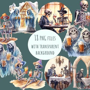 Ghost Party Clipart: 18 Spooky Watercolor PNG, Halloween Collection for ...