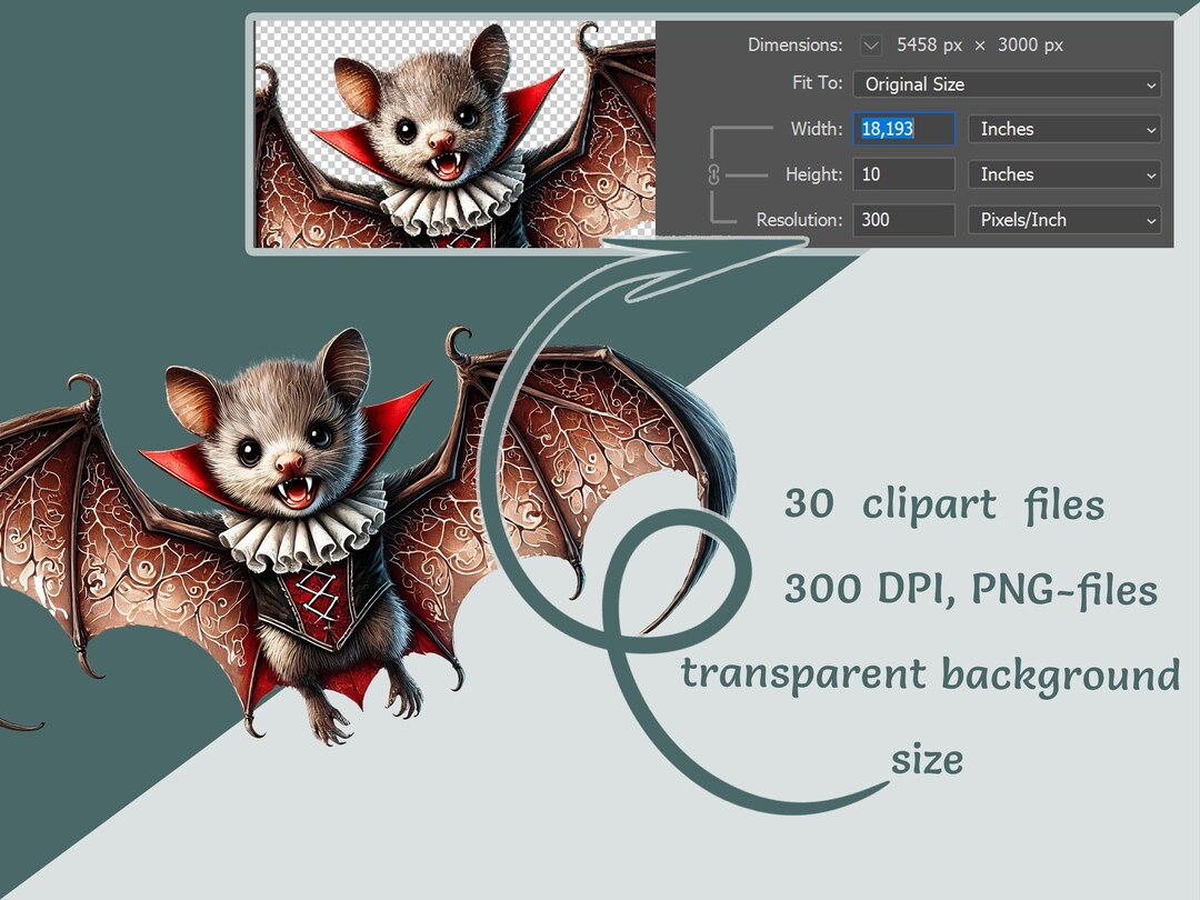 Halloween Bat Digital Clipart Set, 30 PNG Watercolor Bat Designs ...