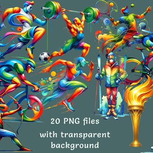 International Sports and Games Clipart, 20 PNG Watercolor Images ...