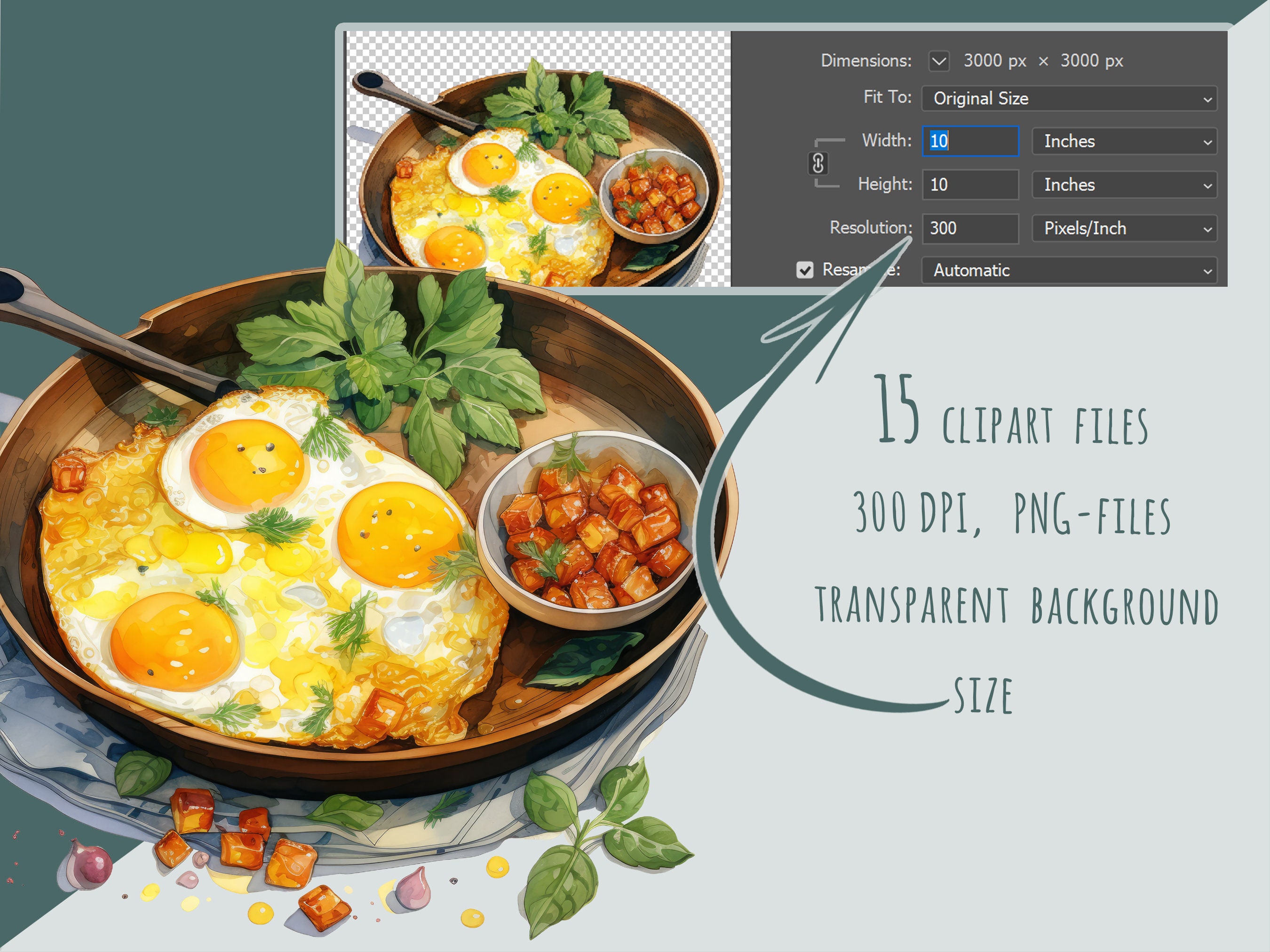 Watercolor Breakfast Clipart 15 High Quality Pngs Watercolor Croissant ...